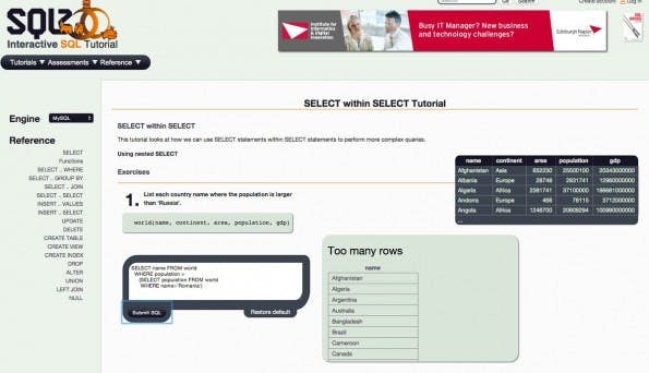 SQL für Einsteiger: Die besten interaktiven Tutorials im Web